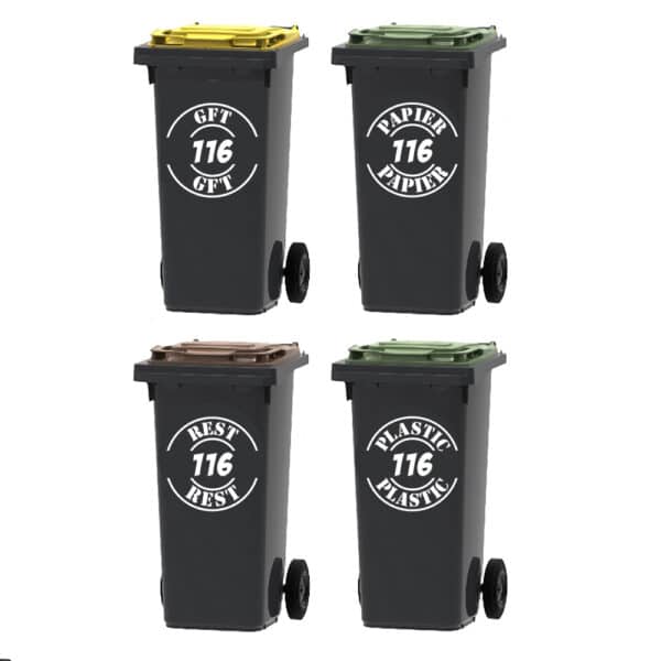 Containersticker met huisnummer | Kliko sticker | Plakhet.nl
